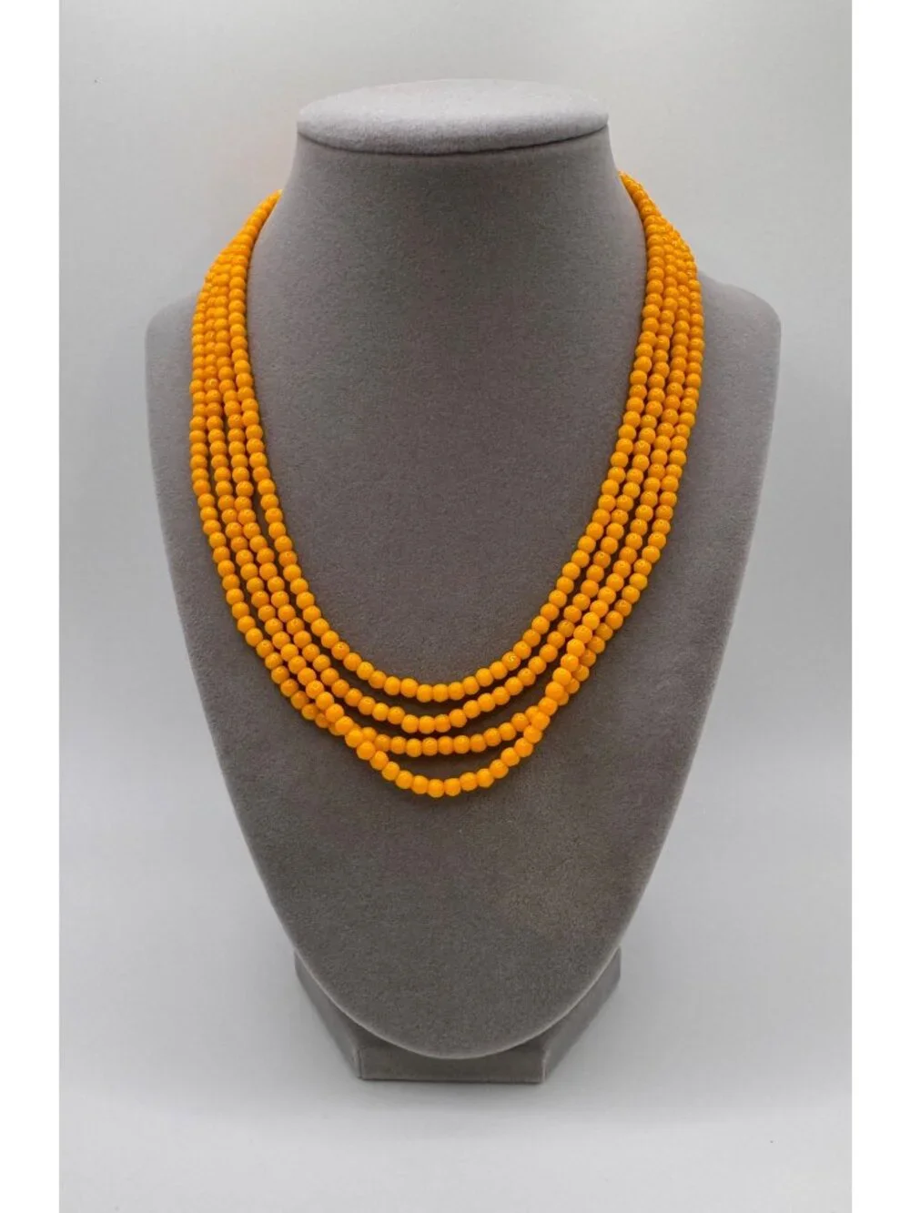 Jewelry | Vintage Austria Glass Bead Necklace Multi Strand Marigold ...